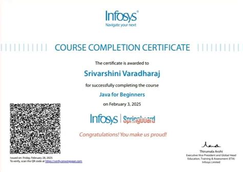 Javaprogramming Java Learningjourney Infosysspringboard Techskills Srivarshini V