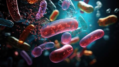 현미경으로 박테리아 미생물 프리미엄 사진