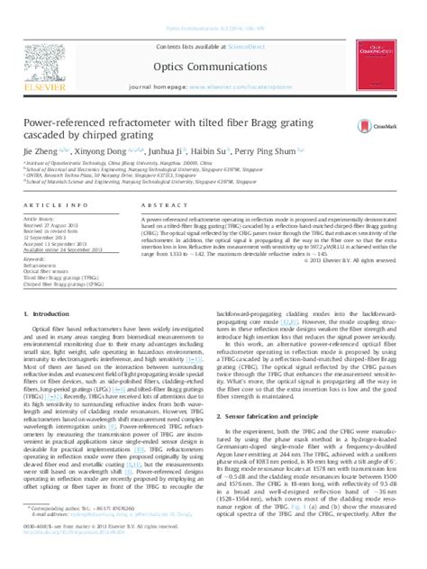 Pdf Power Referenced Refractometer With Tilted Fiber Bragg Grating Cascaded By Chirped Grating