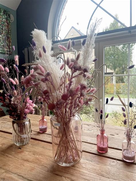 Glazen Vaas Rosé Groot Bloemstukje