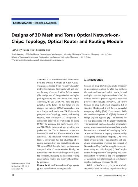 Pdf Designs Of 3d Mesh And Torus Optical Network On Chips Topology