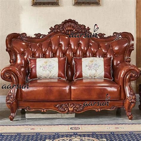 Premium Leatherette Wooden Sofa Set Design Aarsun