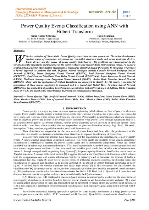 Pdf Power Quality Events Classification Using Ann With Hilbert Transform