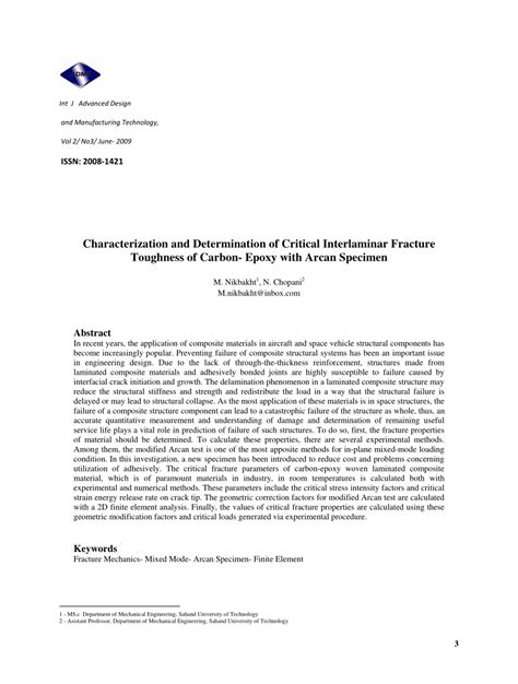 Pdf Characterization And Determination Of Critical Interlaminar