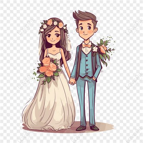 웨딩 커플 벡터클립 아트만화상표 Png 일러스트 무료 다운로드 Lovepik