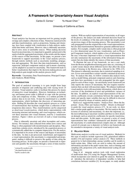 PDF A Framework For UncertaintyAware Visual Analytics