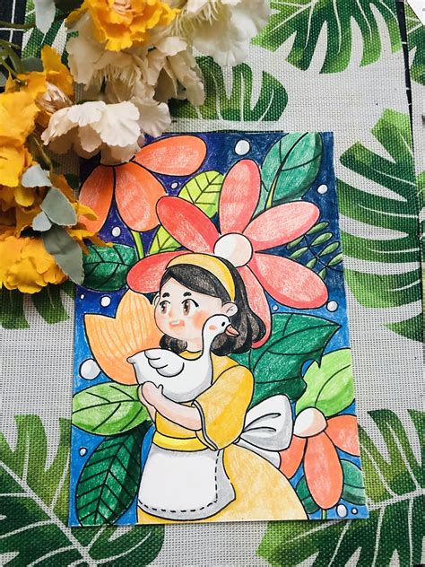 【原创】抱白鹅的女孩豆大玲子 站酷zcool