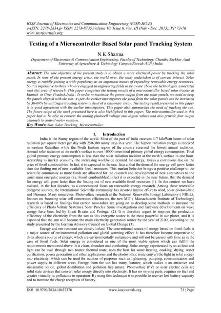 Testing Of A Microcontroller Based Solar Panel Tracking System Pdf