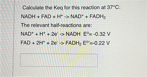 Solved Calculate The Keq For This Reaction At C Chegg Com