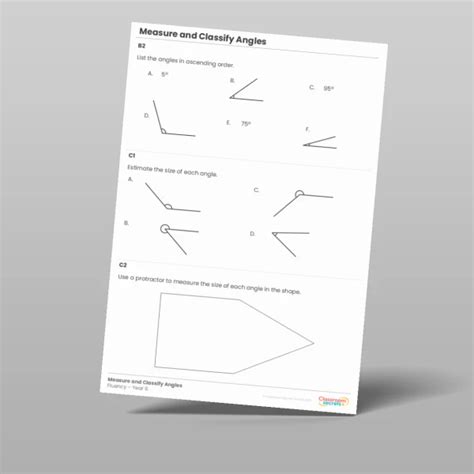 Year 6 Measure And Classify Angles Fluency Matrix Resource Classroom Secrets