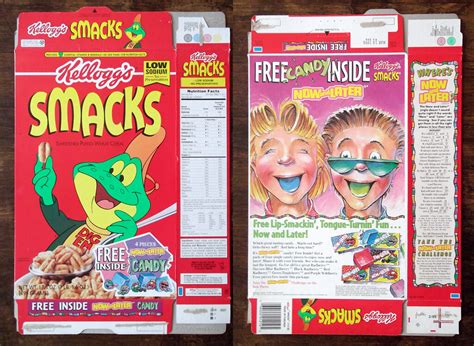 1995 Kelloggs Smacks Cereal Box Now And Later Candy A Photo On