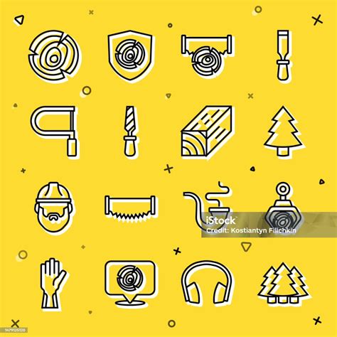 세트 라인 크리스마스 트리 그래플 크레인 잡기 로그 양손 톱 및 걸쇠 금속 파일 쇠톱 나무 통나무 및 빔 아이콘 벡터 0명에 대한 스톡 벡터 아트 및 기타 이미지 Istock