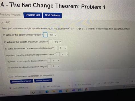 Solved The Net Change Theorem Problem Previous Chegg Com