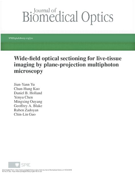 Pdf Wide Field Optical Sectioning For Live Tissue Imaging By Plane Projection Multiphoton
