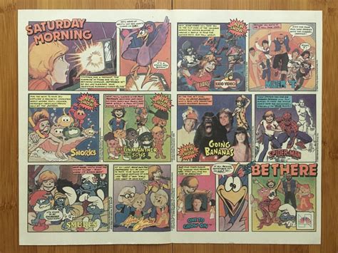 1983 Nbc Saturday Morning Cartoons Print Ad Poster Snorks Smurfs Mr