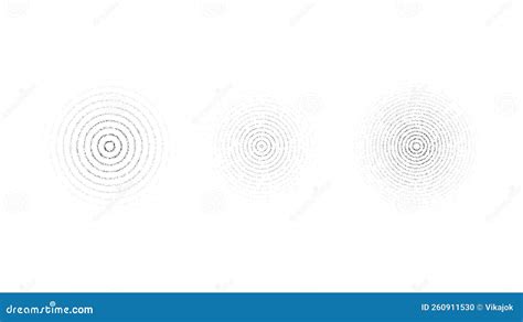 Faded Concentric Circles Set Dotted Grainy Rings Set Stippled Gradient Epicentre Radar Or