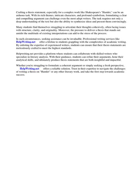 Argumentative Thesis Statements For Hamlet Pdf Hamlet Thesis