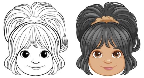 Free Vector Cartoon Girl Before And After Coloring
