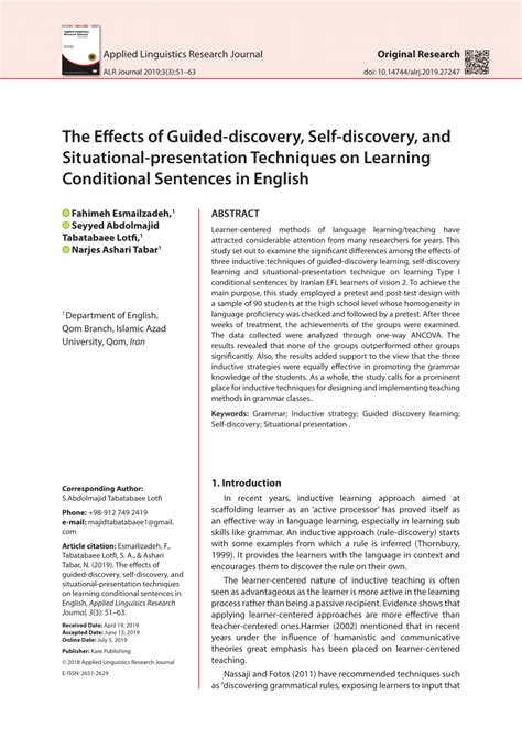 Pdf The Effects Of Guided Discovery Self Discovery And Situational Presentation Techniques