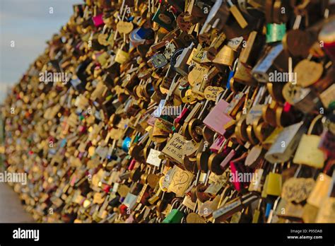 Wall Of Love Locks On Pont Des Arts Bridge In Paris Selective Focus