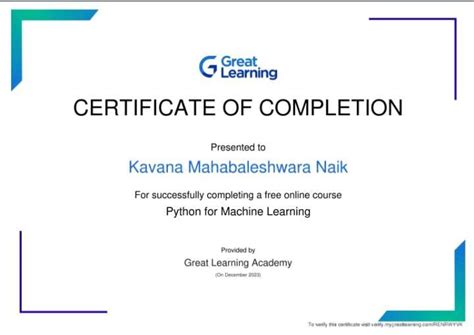 Completed Python For Machine Learning Course Kavana Naik Posted On