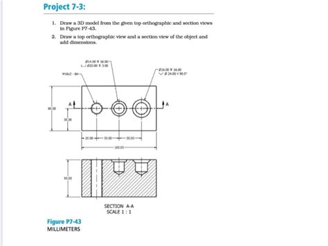 Solved Project 7 3 1 Draw A 3d Model From The Given Top