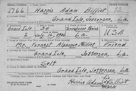 Harris Adam Billiot 1906 1968 Find A Grave Memorial