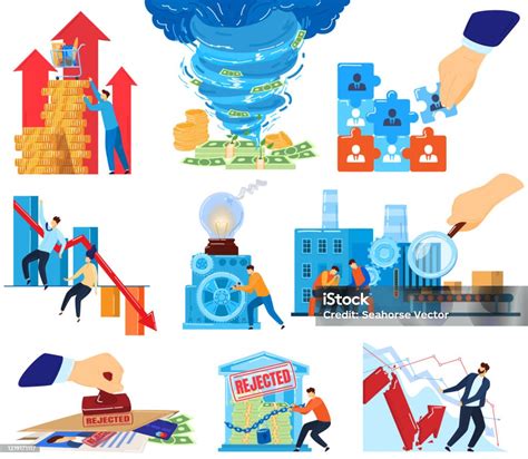 파산 불황 잠금 사업 경제 위기 금융 실패 우울증 경제 손실 돈 금융 개념 충돌 투자 또는 주식 시장 다운 벡터 그림 Championship에 대한 스톡 벡터 아트 및 기타