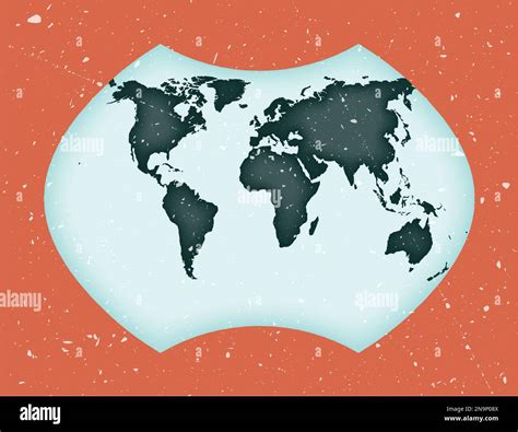 World Map Poster Ginzburg Ix Projection Vintage World Shape With Grunge Texture Powerful