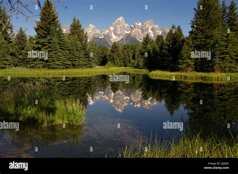 The Water Is Perfectly Smooth Showing High Peak Reflections In The