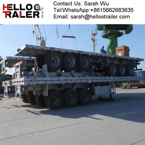 40t 3 축 40 피트 평판 트레일러 트레일러 용량 의 고품질 40t 3 축 40 피트 평판 트레일러 트레일러 용량