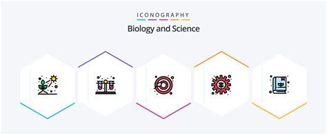 biology 25 filledline icon pack including plant book cells setting