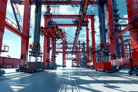 Premium Photo Automated Container Handling System At Hightech Port Industrial Shipping Logistics