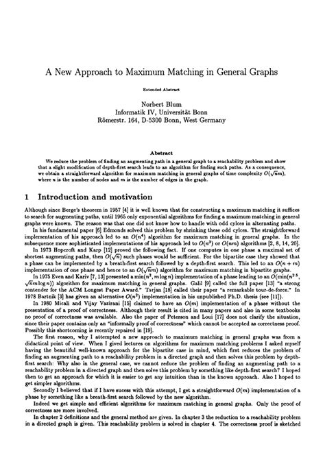 Pdf A New Approach To Maximum Matching In General Graphs