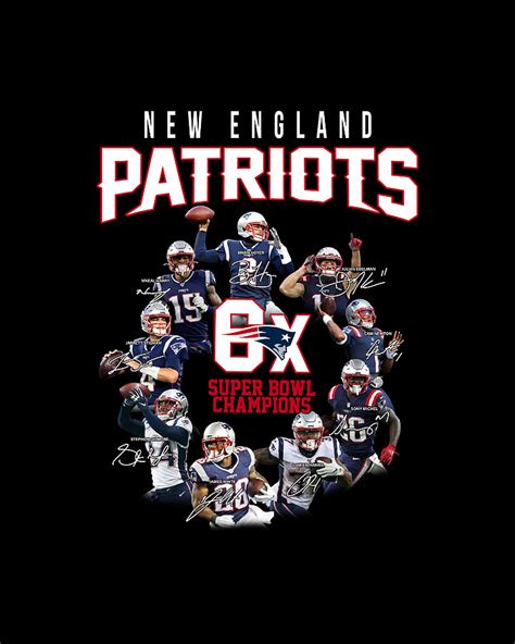 New England Patriots Super Bowl Champions Signatures Digital Art By Th