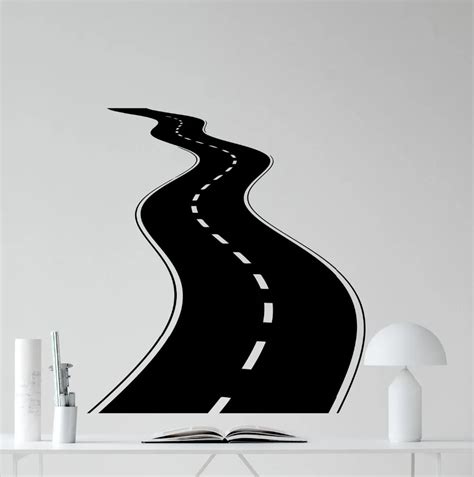 Creative Road Wall Decal Tire Tracks Highway Way Garage Vinyl Sticker