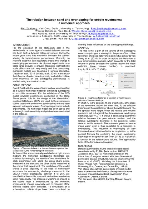 Pdf The Relation Between Sand And Overtopping For Cobble Revetments