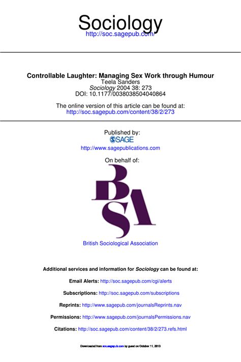 Pdf Controllable Laughter Managing Sex Work Through Humour