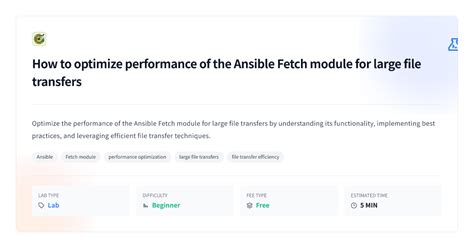 How To Optimize Performance Of The Ansible Fetch Module For Large File Transfers Labex