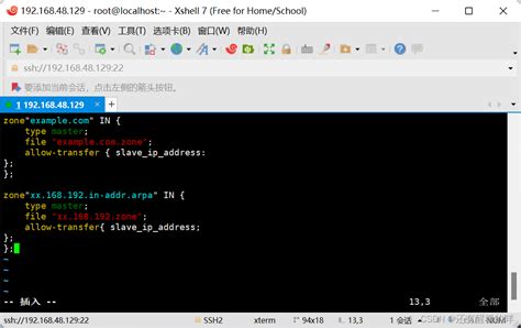 【linux】配置dns主从服务器，能够实现正常的正反向解析