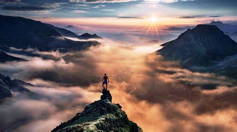 Mountain Climber Summit Wallpaper