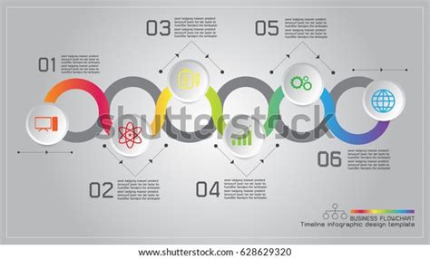 Timeline Infographic Design Template Flowchart Layout เวกเตอรสตอก ปลอดคาลขสทธ