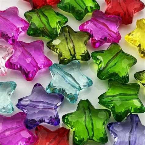 20pcs Acrylic Crystal Star Beads 28mm Star Shape Faceted