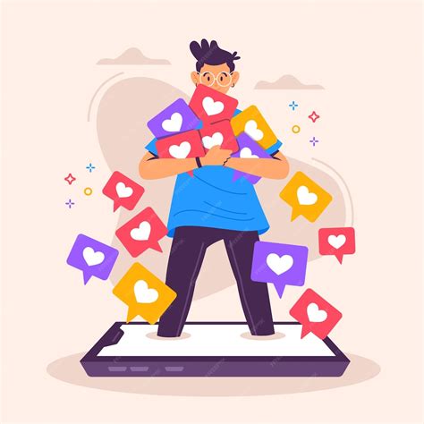 소셜 미디어에 중독 된 캐릭터 무료 벡터