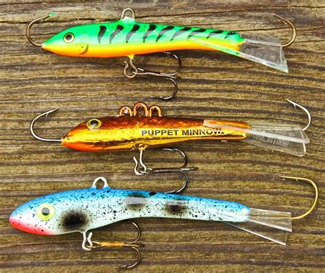 Walleye Fishing Lures On Wooden Surface