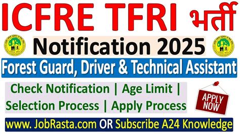 Icfre Tfri Recruitment 2025 Notification Out For Driver Forest Guard And Ta