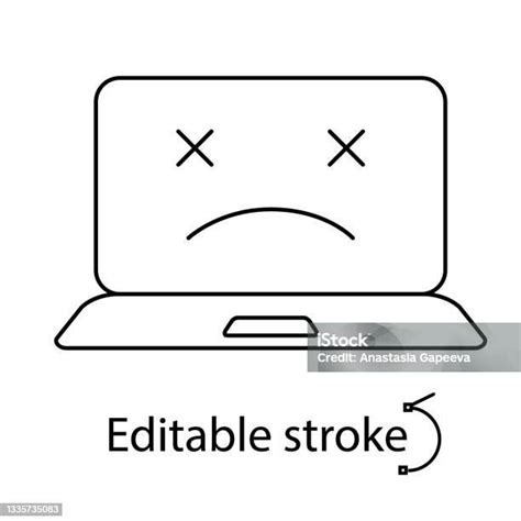 깨진 노트북 디스플레이 개요 아이콘 컴퓨터 문제 편집 가능한 스트로크 격리된 벡터 스톡 일러스트레이션 개념에 대한 스톡 벡터 아트 및 기타 이미지 Istock