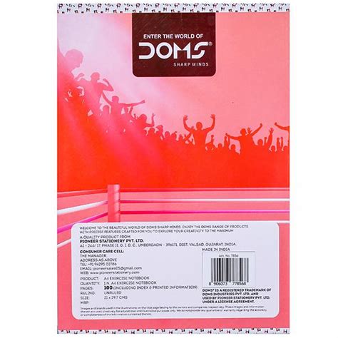 Buy Doms Unruled A4 Exercise Notebook 21 X 29 7 Cm Art No 7856 100