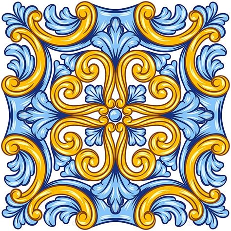 Portuguese Azulejo Ceramic Tile Pattern Background Traditional