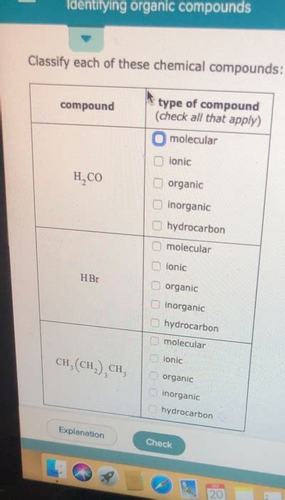 Solved Identifying Organic Compounds Classify Each Of The